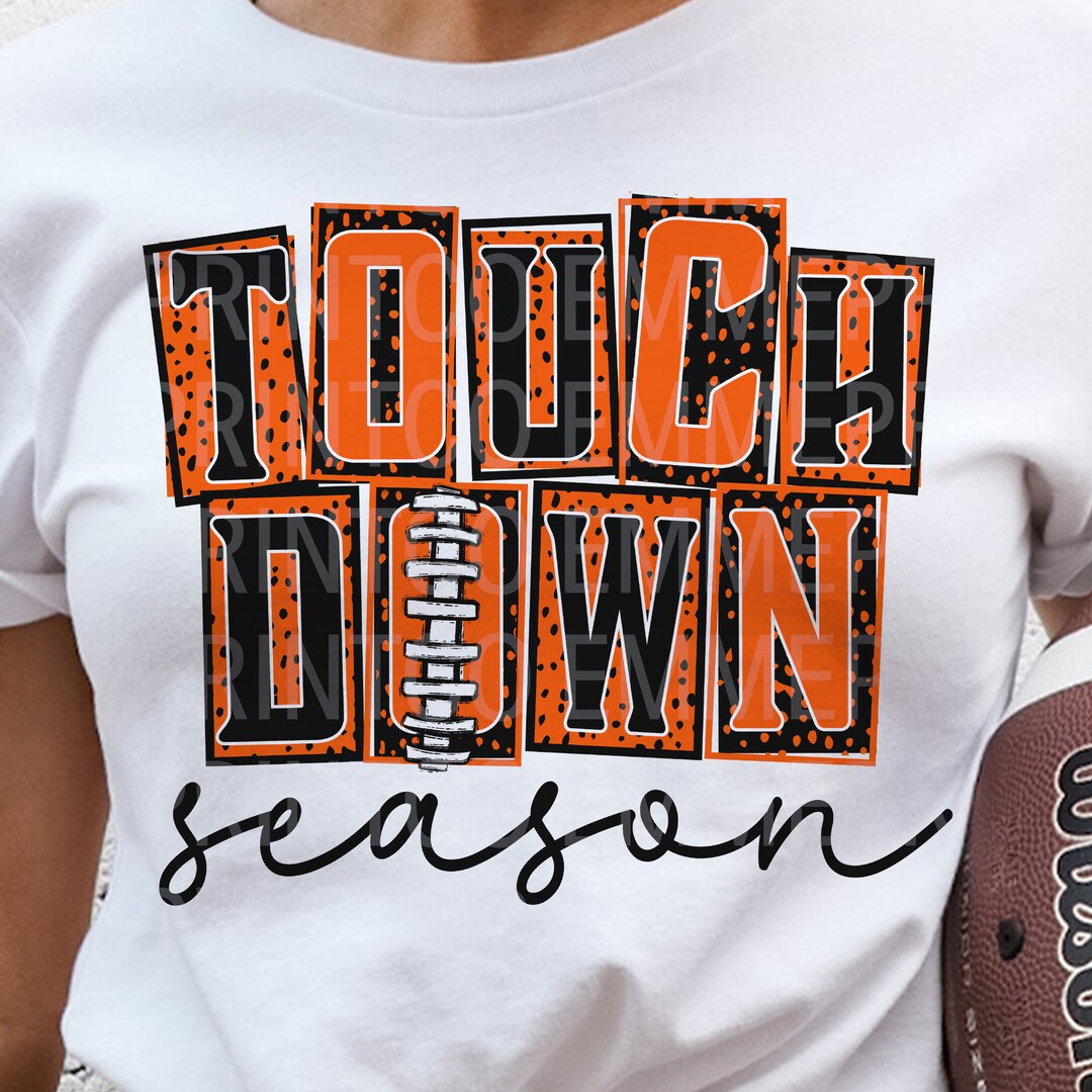 Touchdown Season Orange Black Football Sublimation Design PNG ...