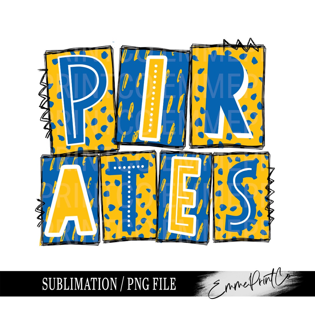 Pirates School Spirit Sublimation Design PNG - Blue Yellow Tshirt Mugs ...