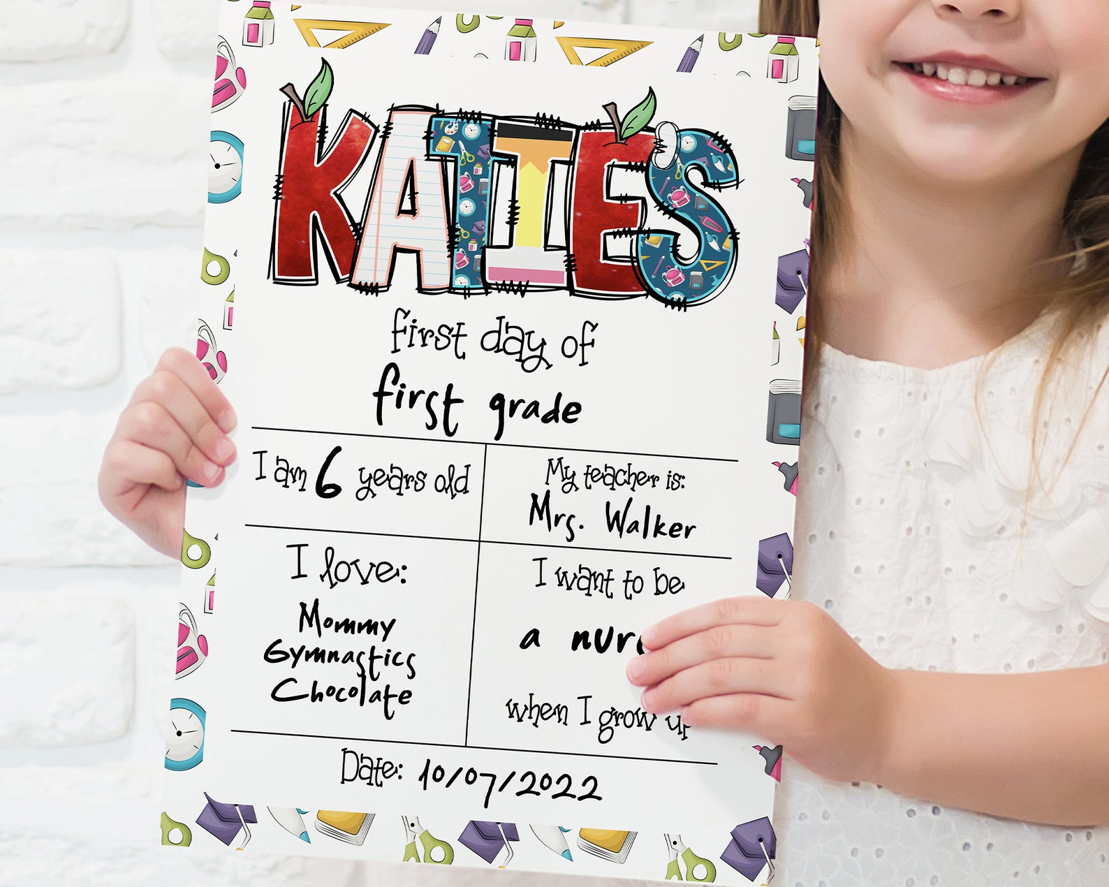 Dry Erase Board First Day of School Sublimation Designs - 4 School ...