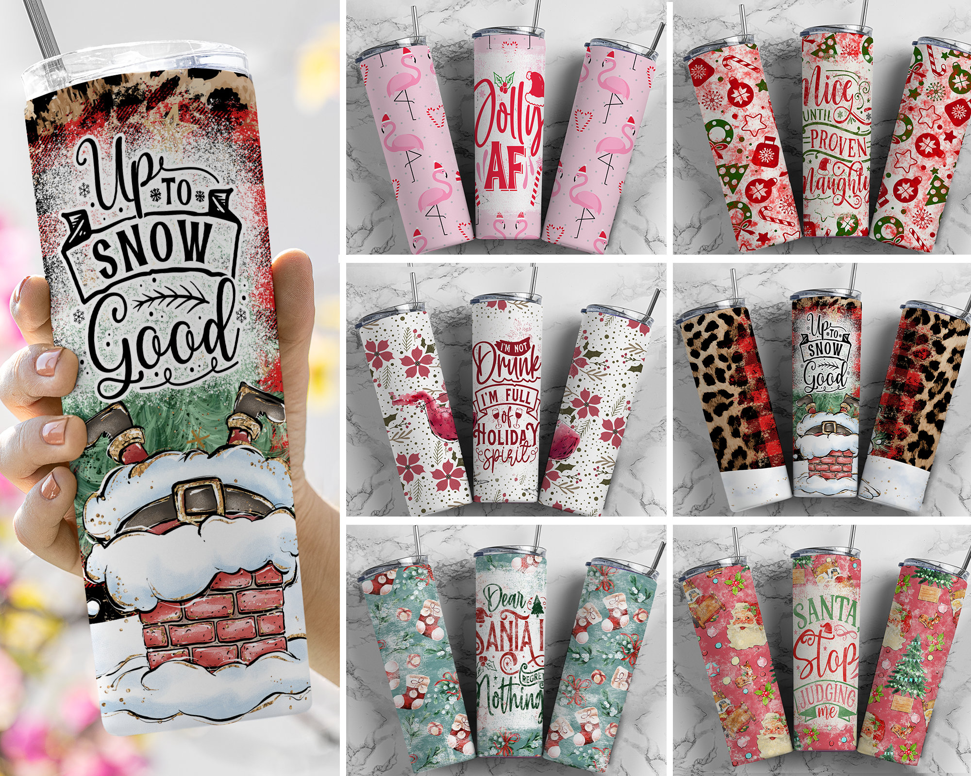 Funny Christmas Tumbler Wrap Bundle PNG Seamless Tumbler Drive - Etsy