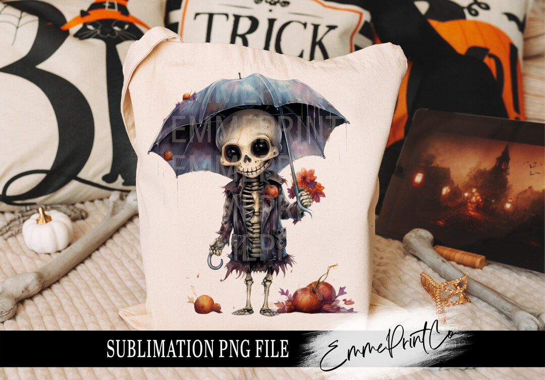 Cute Skeleton Sublimation Design PNG - Halloween Tshirt Mugs Tumbler ...