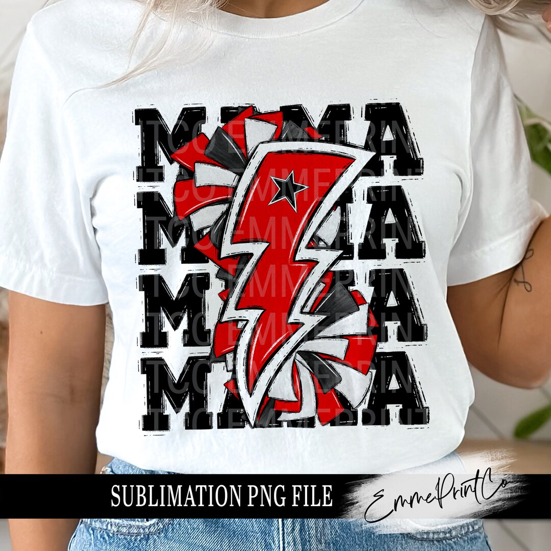 Red Black Cheer Mom MAMA Sublimation Design PNG - Tshirt Mugs Tumbler ...