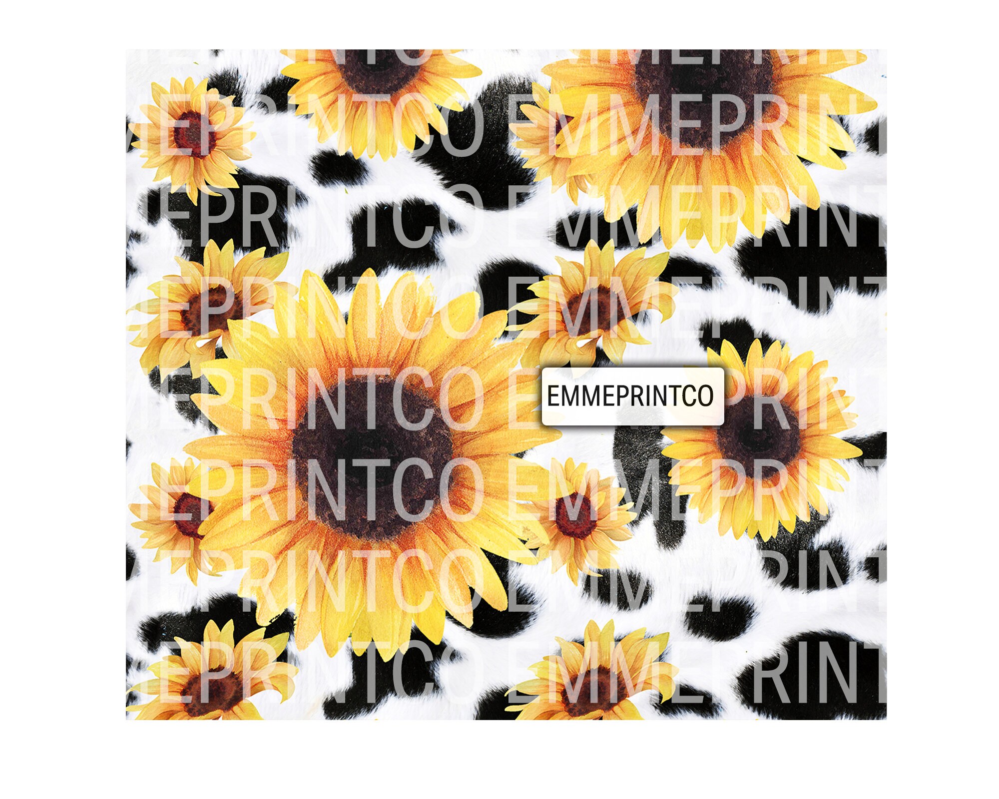 Sunflower Cow Print Tumbler Wrap PNG Tumbler Design Seamless - Etsy