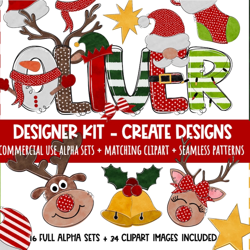 Christmas Alpha Clipart - Etsy