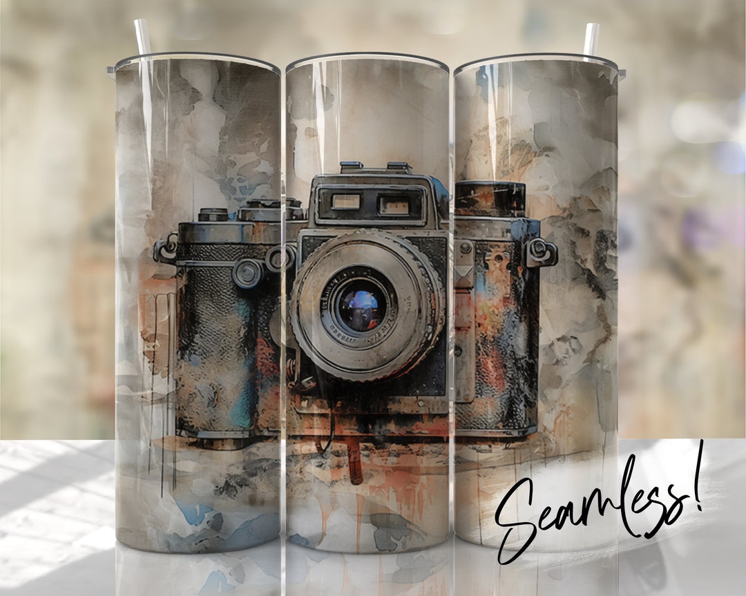 Camera Tumbler Wrap Seamless Photographer Tumbler Template for Men ...
