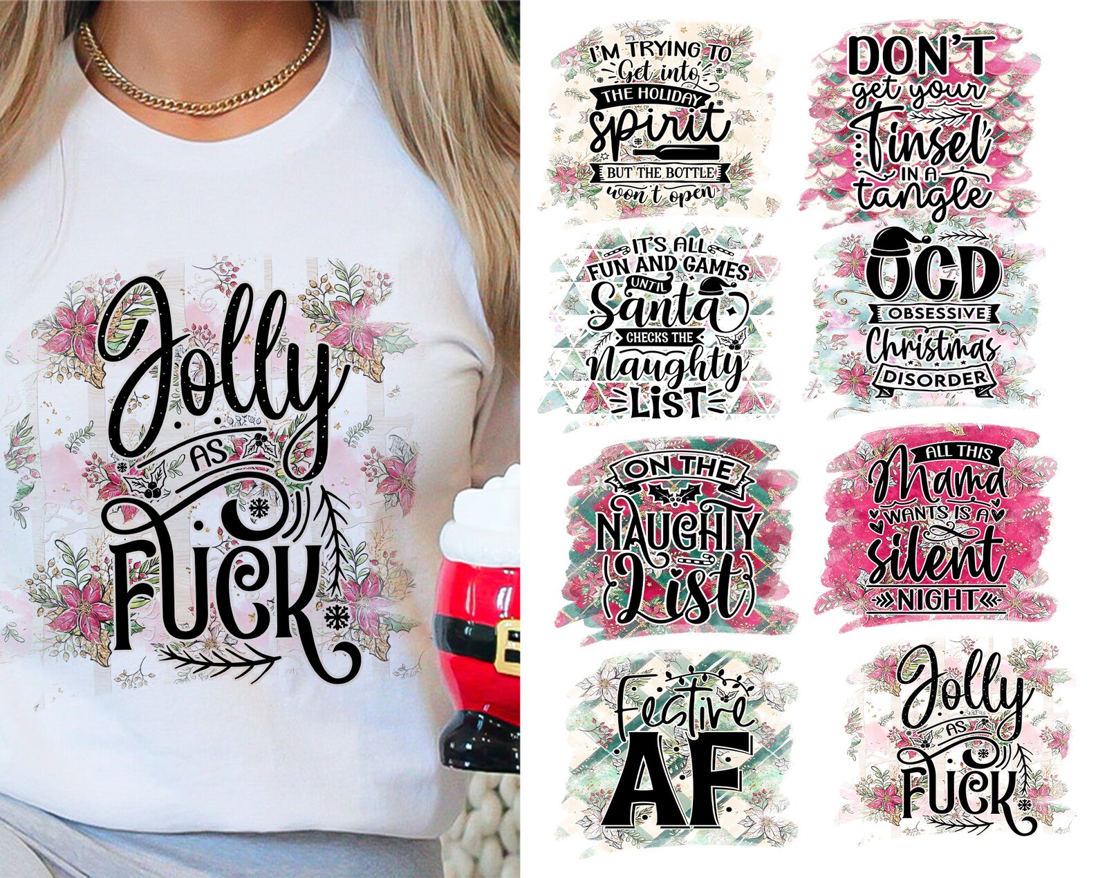 Funny Christmas Sublimation Bundle PNG T-shirt Drive Designs ...