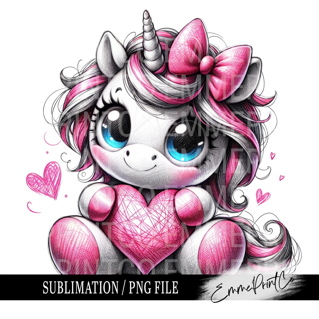 Valentine's Day - Unicorn - Sublimation Design Download PNG - DTF ...