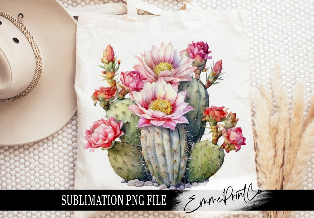Floral Cactus Sublimation Design PNG - Tshirt Mugs Tumbler Sublimation ...