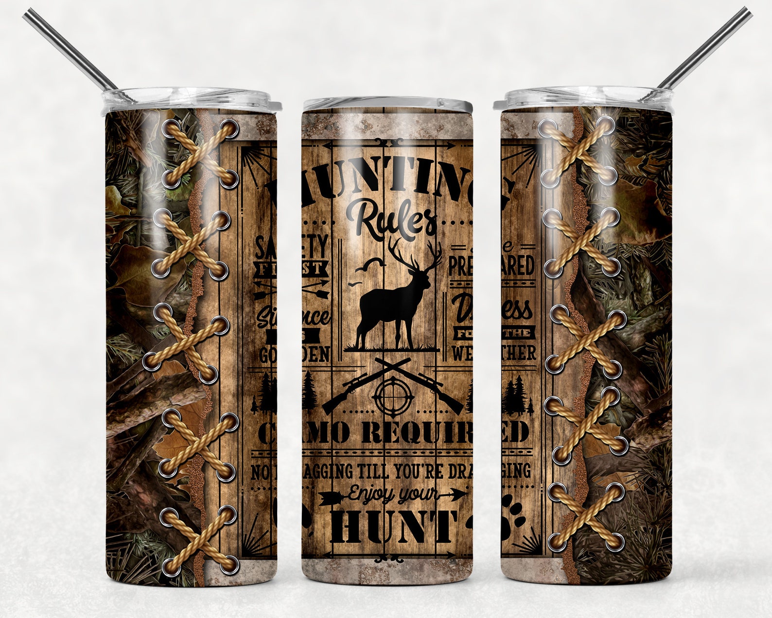 Hunting Dad Tumbler Wrap PNG Design Deer Stag Hunter Male Seamless ...
