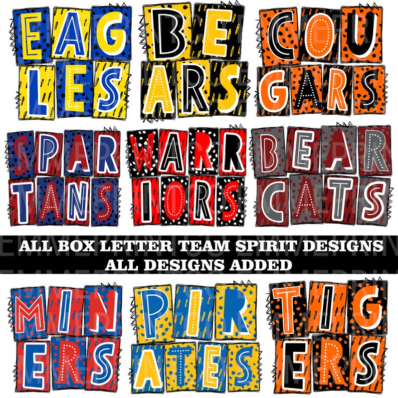 Football Sports Teams, School Spirit Scribble Dalmation Dots Bundle ...