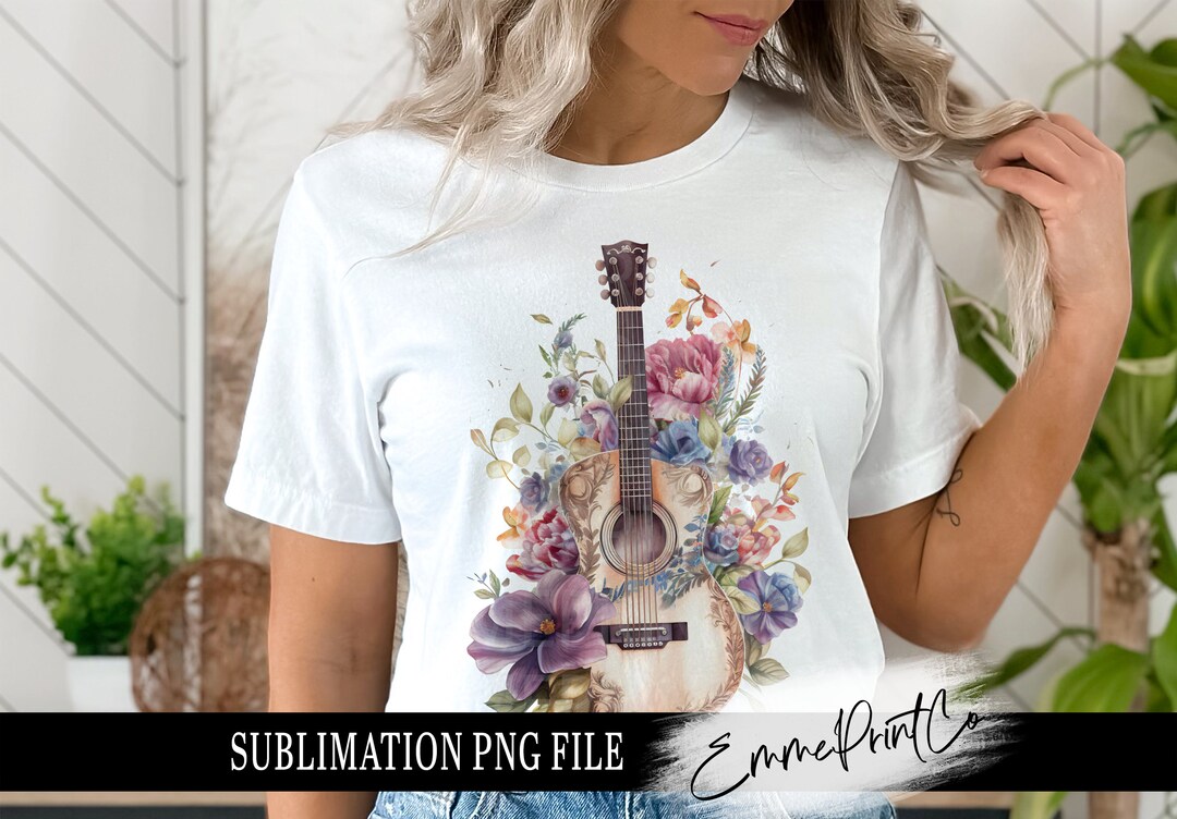 Floral Guitar Sublimation Design PNG - Country Tshirt Mugs Tumbler ...