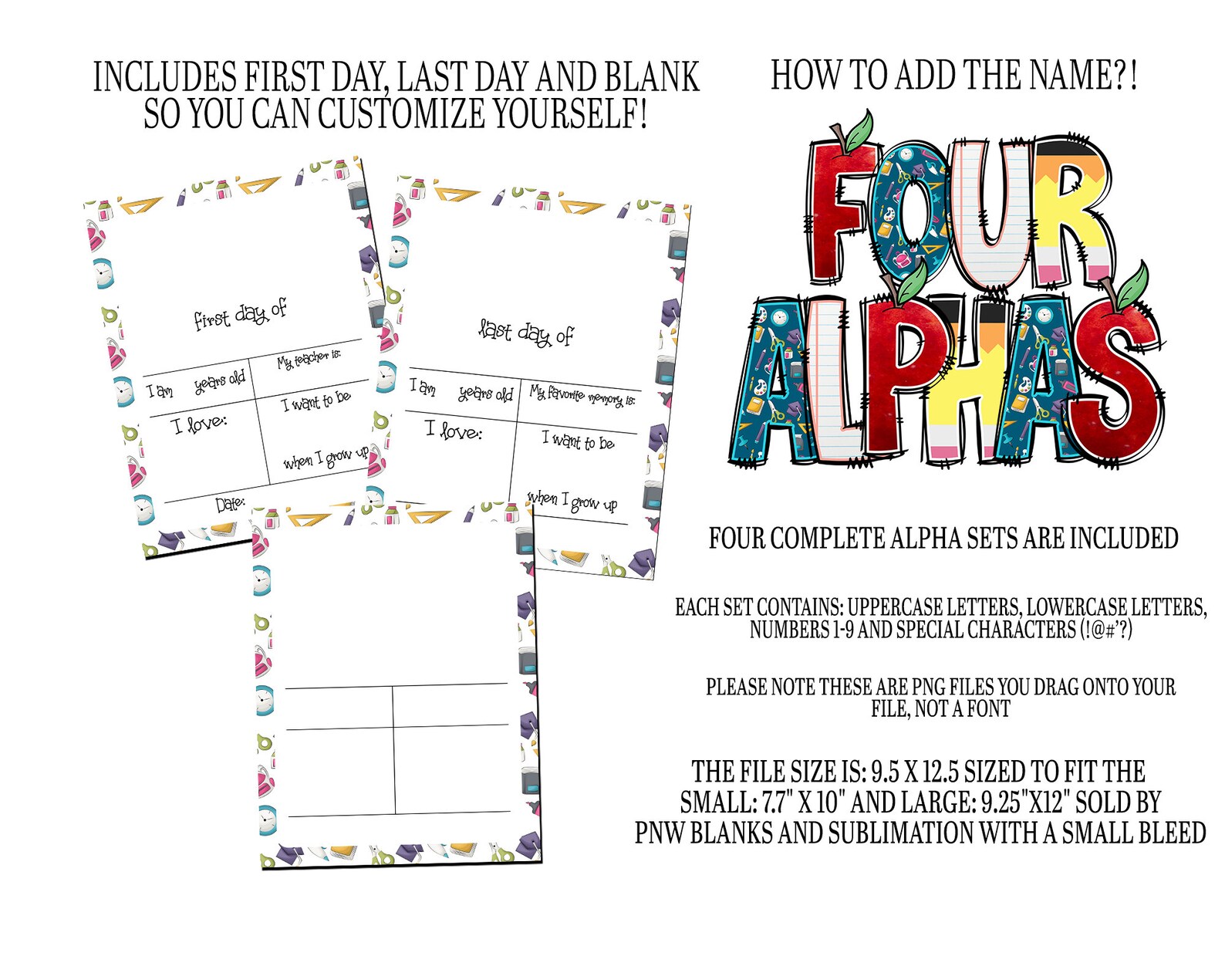 Dry Erase Board First Day of School Sublimation Designs 4 - Etsy