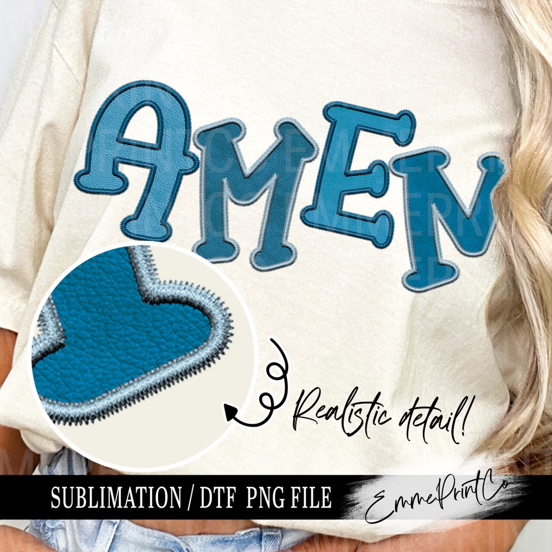 Faux Embroidery Blue Amen - Religious - Sublimation Design Download PNG ...