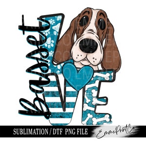 Basset Hound - Dog Love - Sublimation Design Download PNG - DTF Digital ...