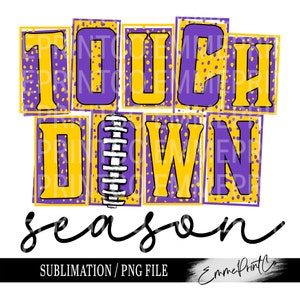 Touchdown Season Yellow Purple Football Sublimation Design PNG ...