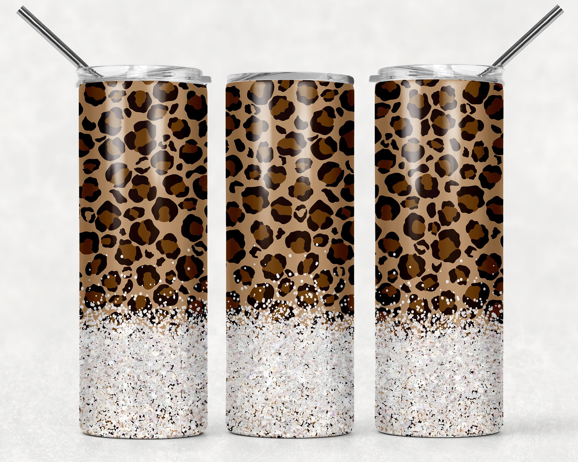 Seamless Tumbler Design Cheetah Print Leopard Glitter - Etsy