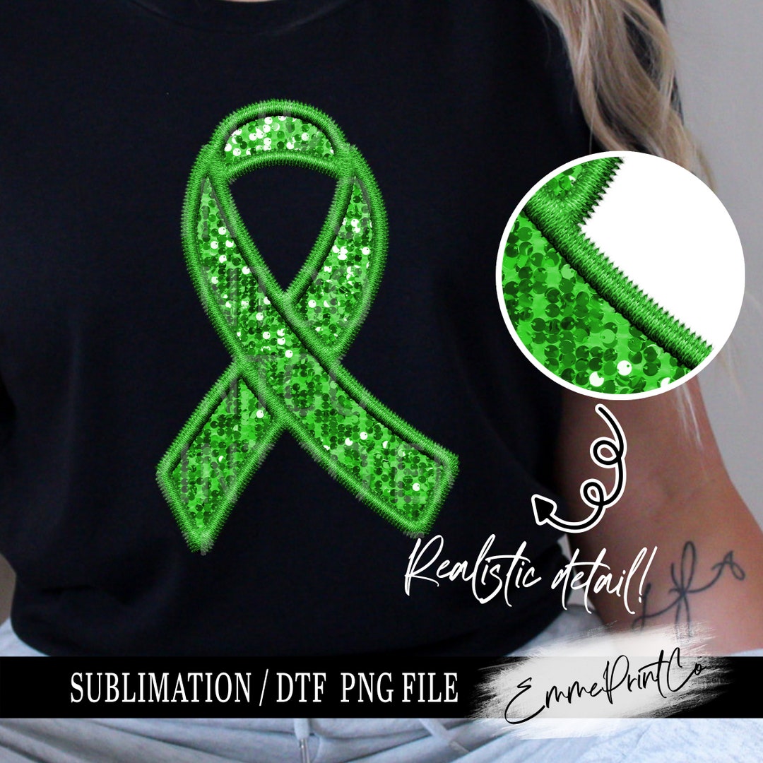 Faux Embroidery Sequins Kelly Green - Awareness Ribbon - Sublimation ...