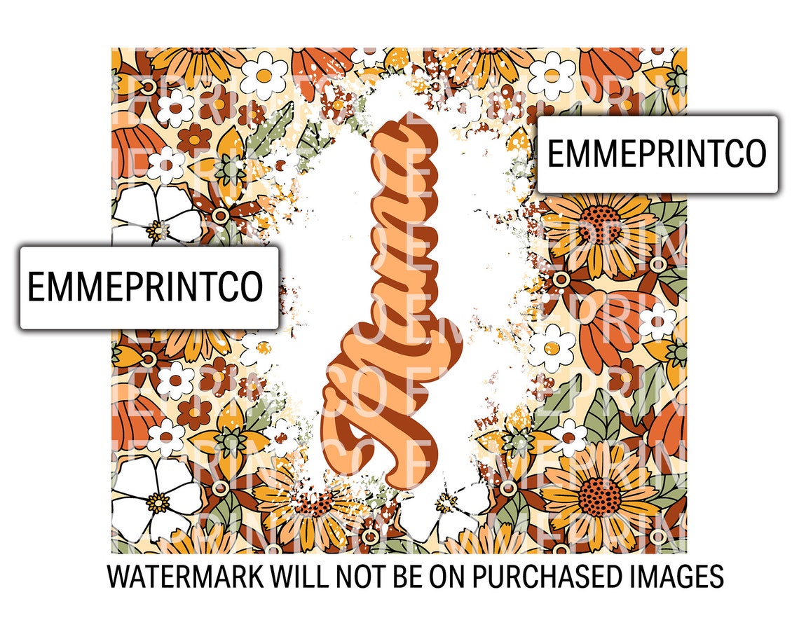 Retro Mama Tumbler Wrap PNG Seamless 60s 70s Floral - Etsy