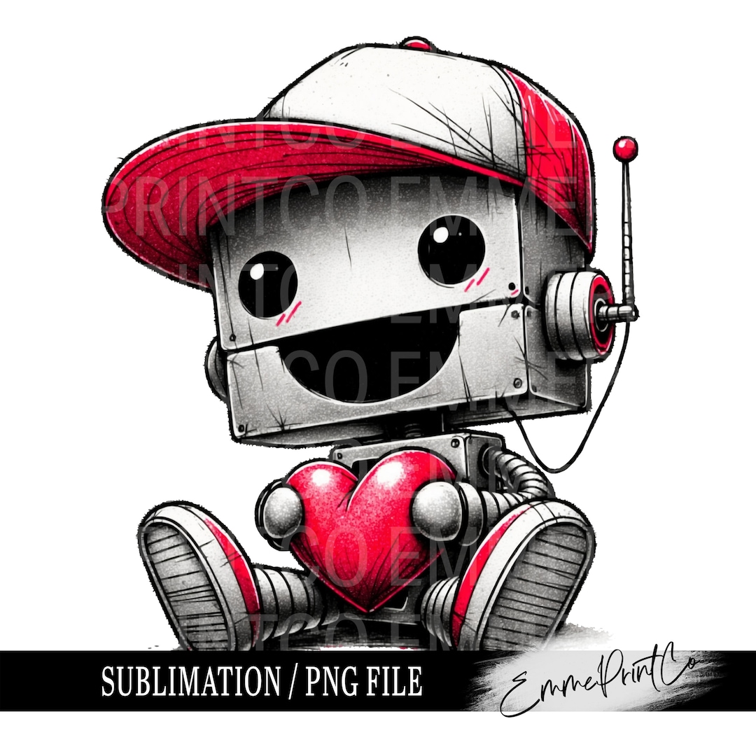 Valentine's Day - Boys Robot - Sublimation Design Download PNG - DTF ...