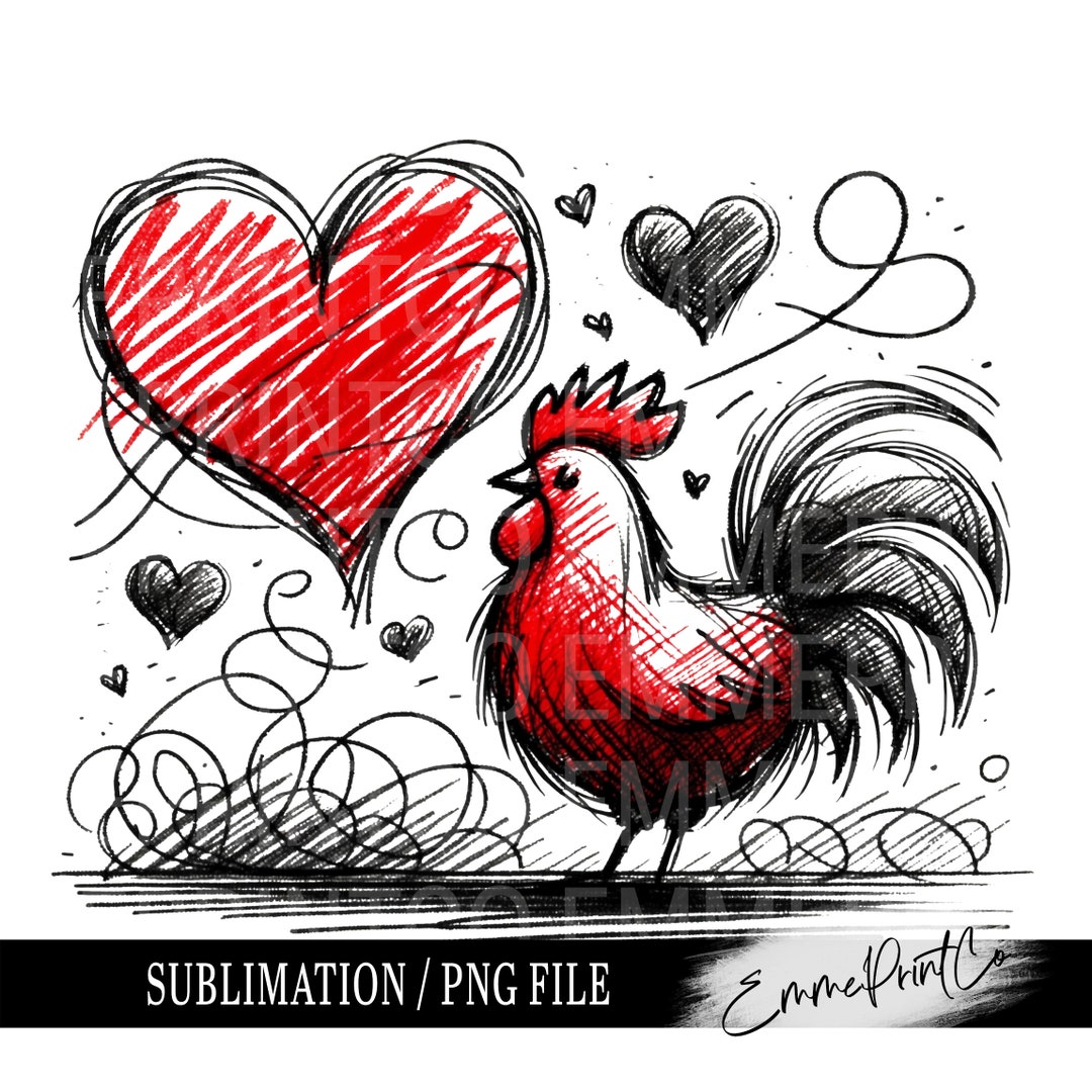 Valentine's Day - Rooster - Sublimation Design Download PNG - DTF ...