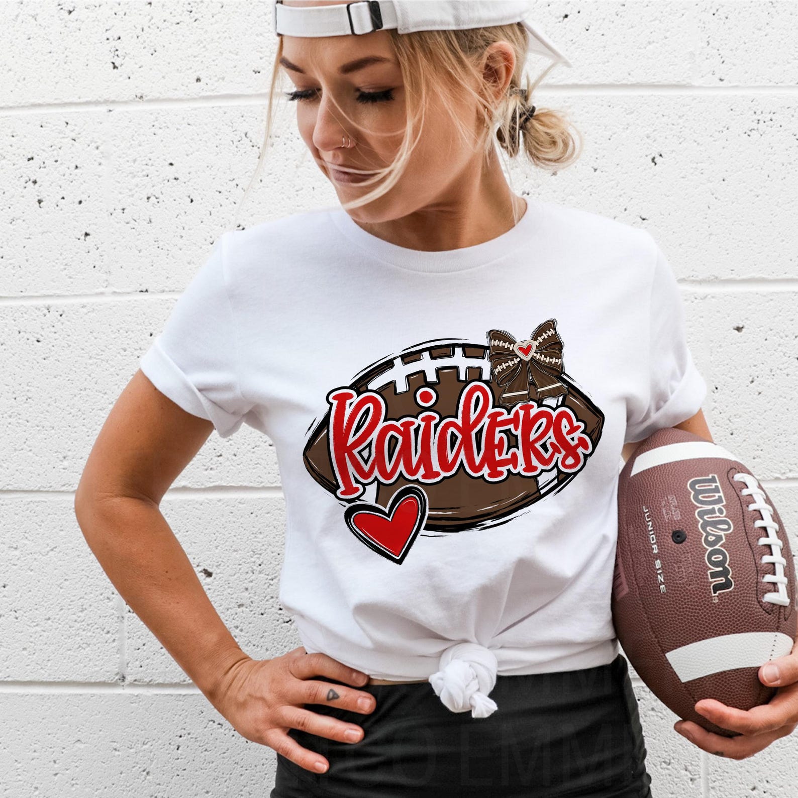 Raiders Sublimation Coquette Bow Football Design PNG - Red Big Spirit ...