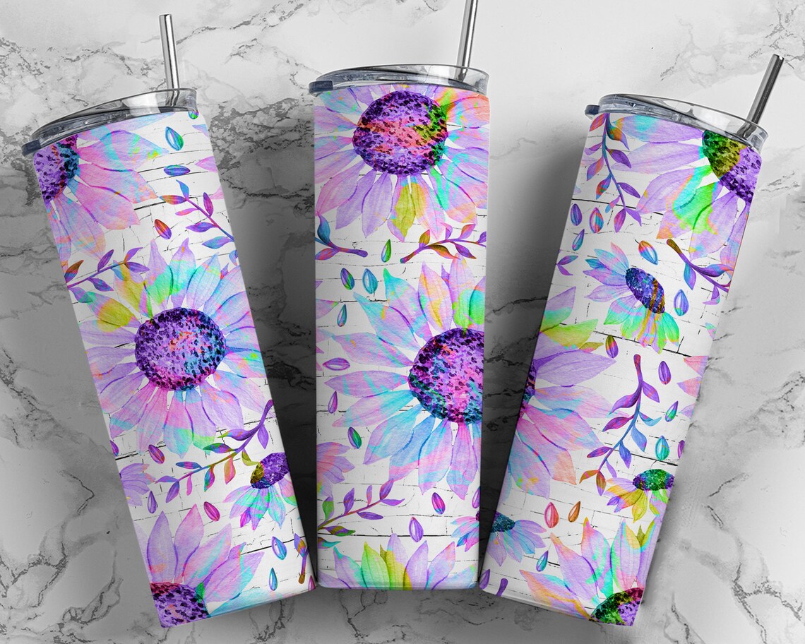 Purple Sunflower Tumbler Wrap Background PNG Seamless - Etsy