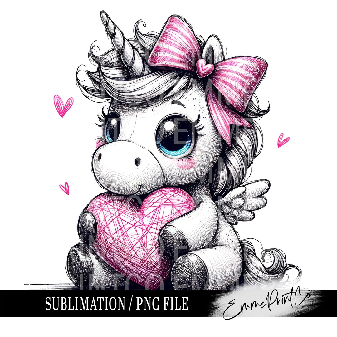 Unicorn - Valentine's Day - Sublimation Design Download PNG - DTF ...