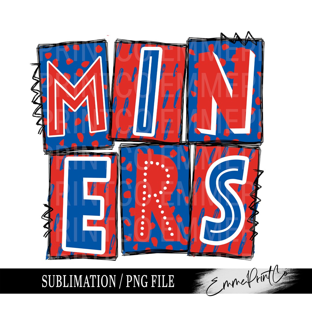 Miners School Spirit Sublimation Design PNG - Red Blue Tshirt Mugs ...