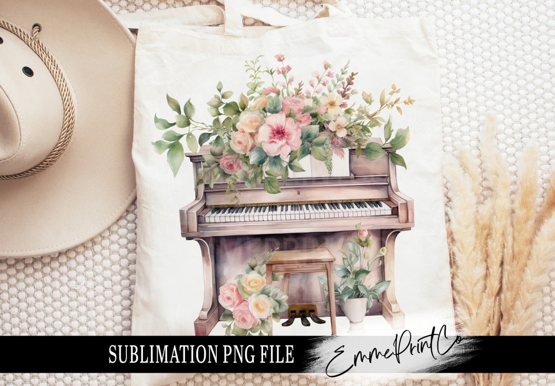Cottagecore Piano Sublimation Design PNG - Floral Piano Skeleton Tshirt ...