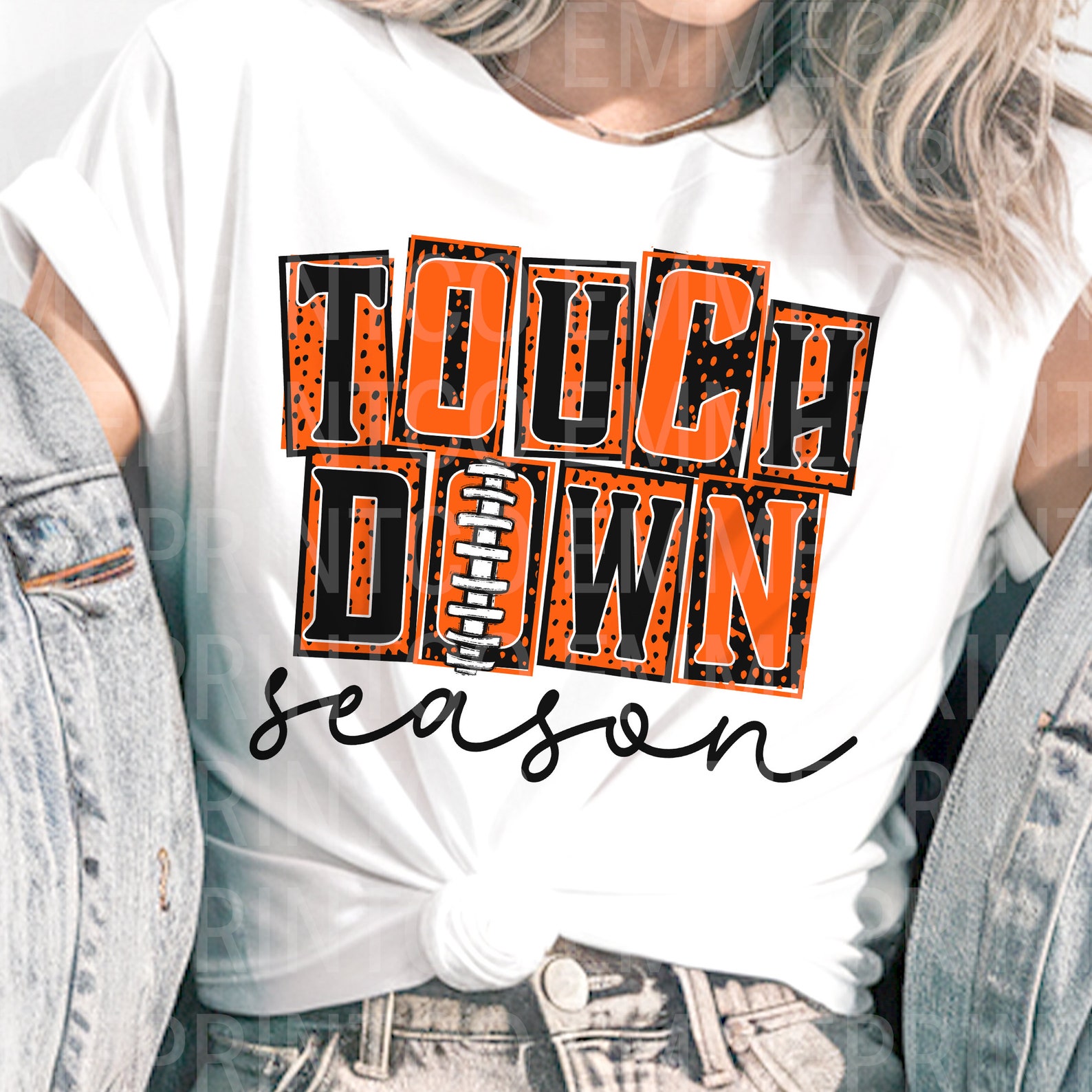 Touchdown Season Orange Black Football Sublimation Design PNG ...