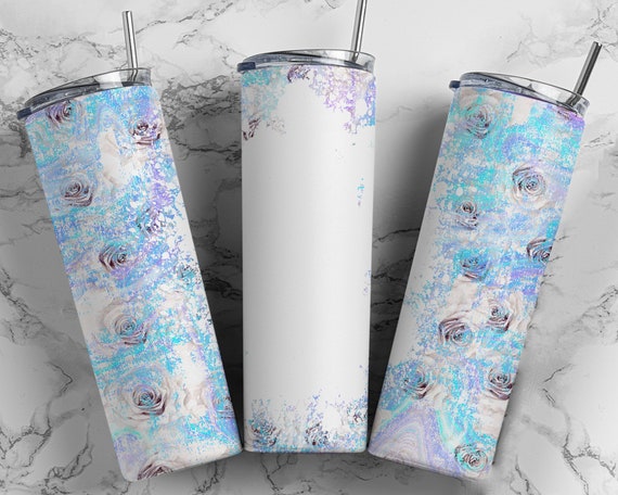 Blue Floral Tumbler Wrap Background Seamless Sublimation - Etsy