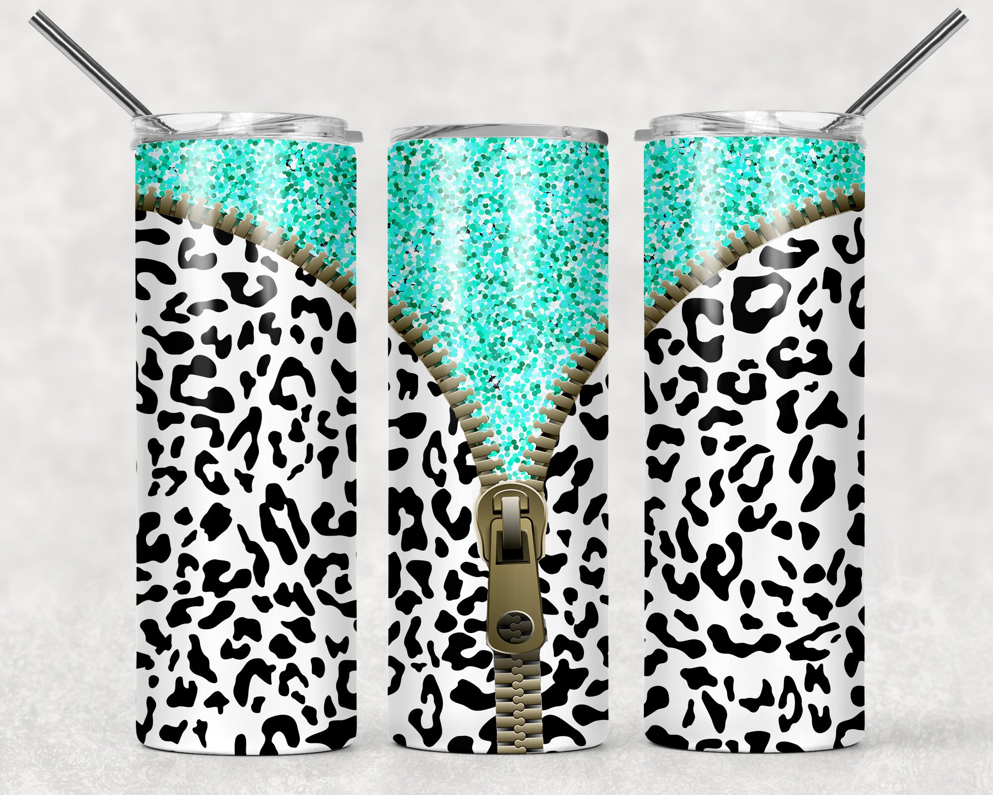 Leopard Print Zip Turquoise Aqua Glitter Sublimation Designs - Etsy