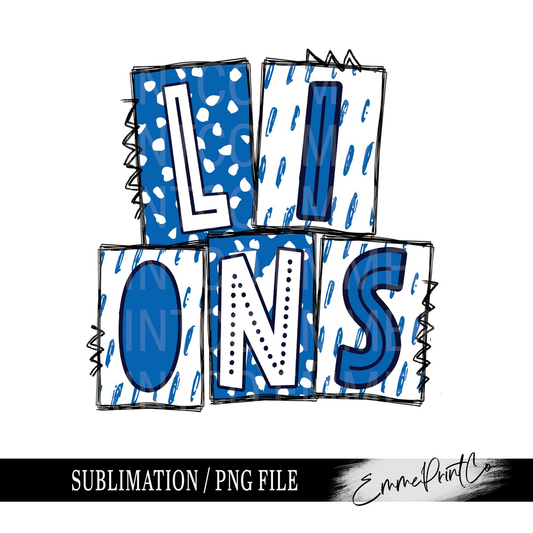 Lions School Spirit Pride Sublimation Design PNG - Regal Blue White ...