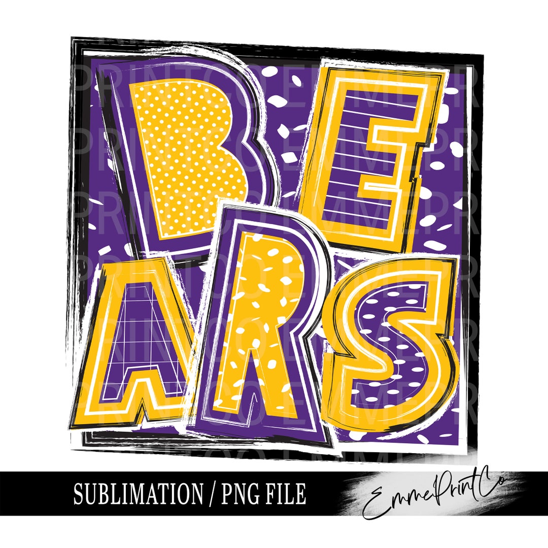 Bears School Spirit Pride Sublimation Design PNG - Purple Yellow Gold ...