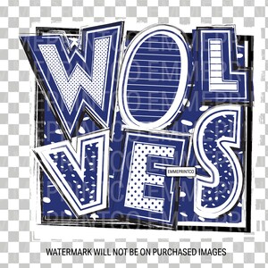 Wolves School Spirit Pride Sublimation Design PNG - Navy Blue White ...