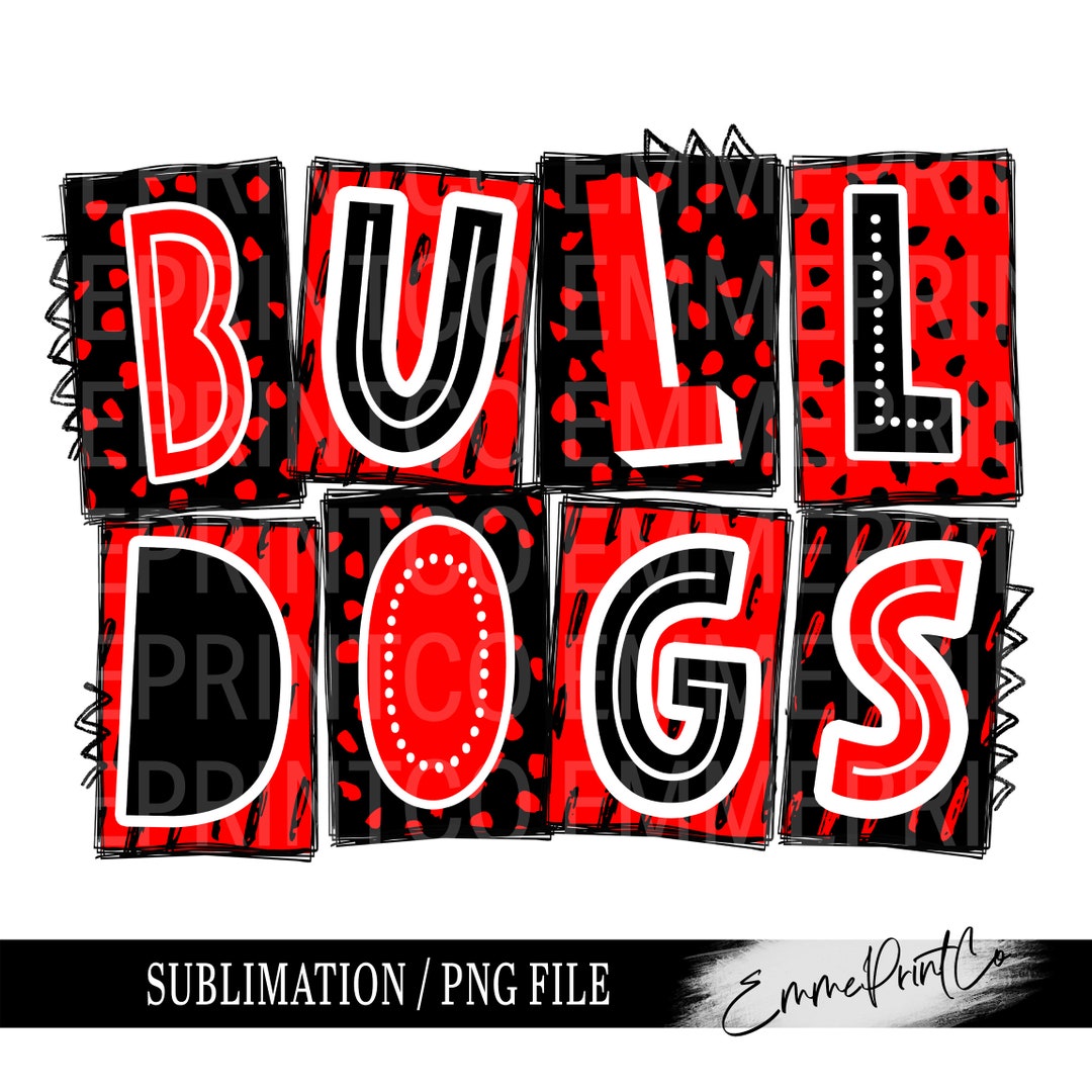 Bulldogs School Spirit Sublimation Design PNG - Black Red Sports Team ...