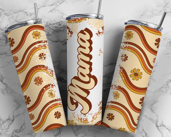 Retro Mama Tumbler Wrap PNG Seamless 60s 70s Floral - Etsy