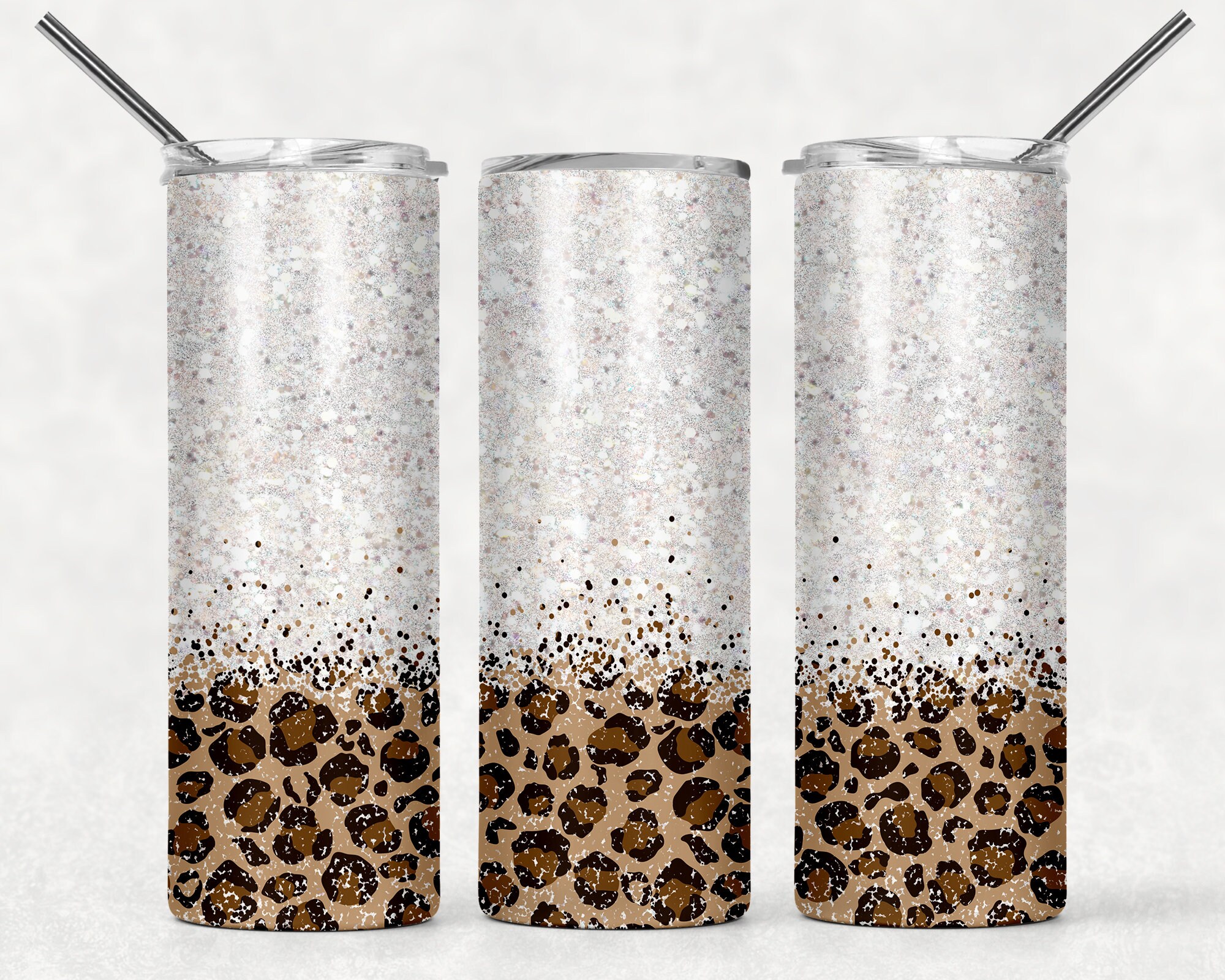 Seamless Tumbler Design Cheetah Print Leopard Glitter - Etsy