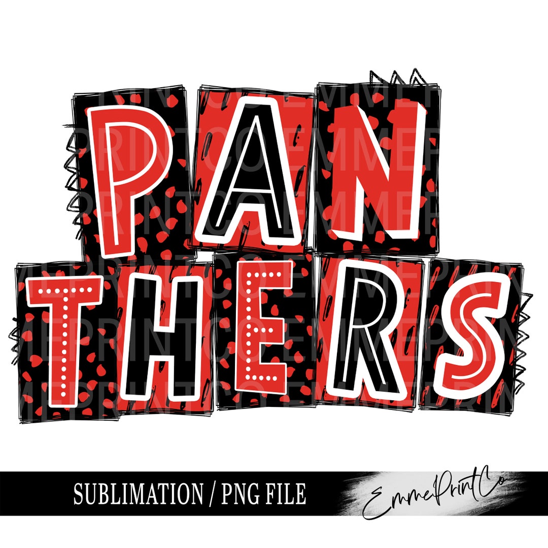 Panthers School Spirit Pride Sublimation Design PNG - Black Red Sports ...