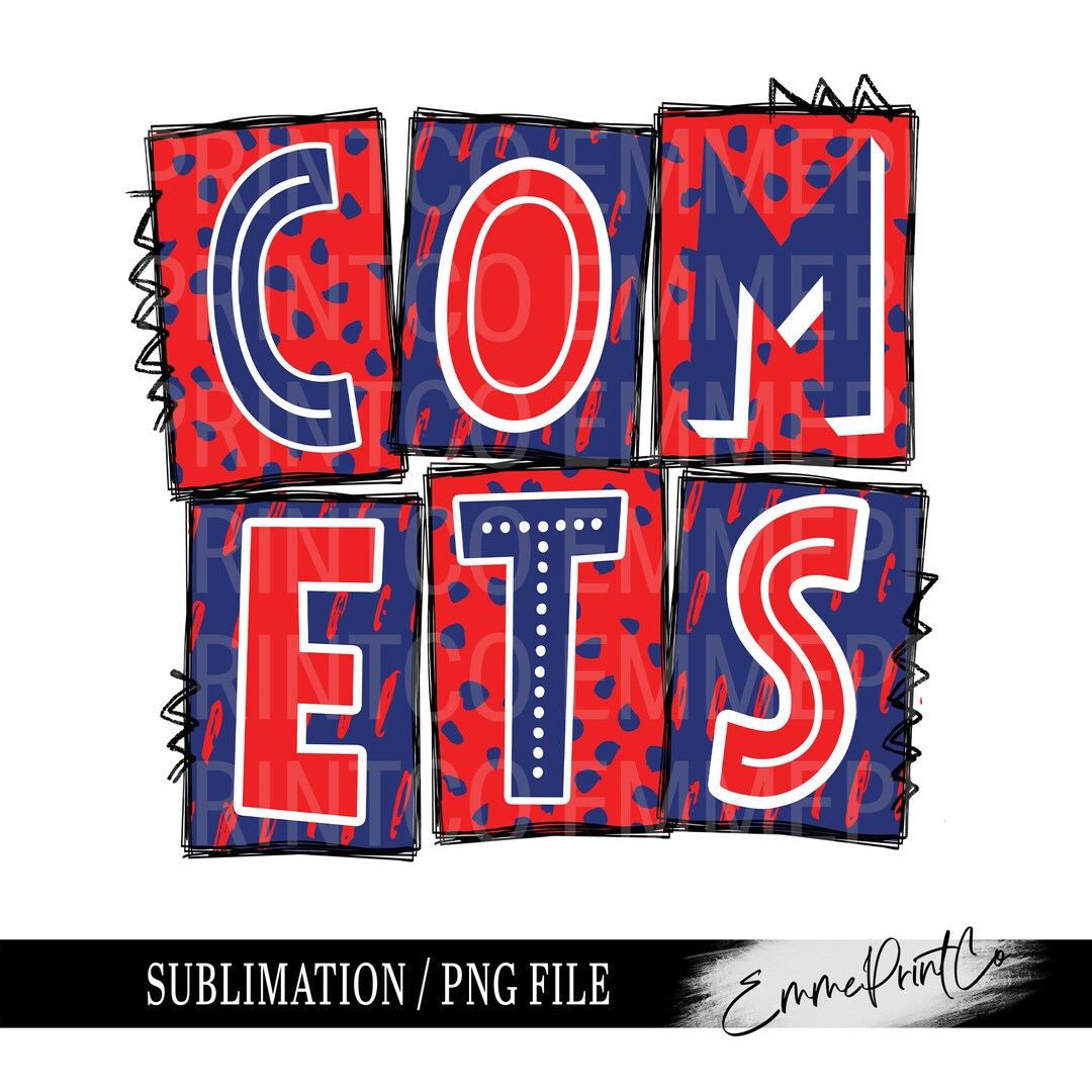 Comets School Spirit Sublimation Design PNG - Navy and Red Tshirt Mugs ...