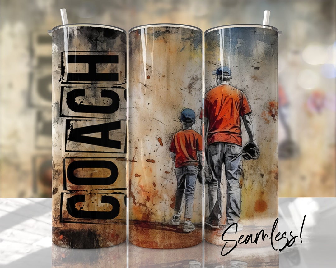 Baseball Coach Tumbler Wrap Seamless Baseball Tumbler Template for Men ...