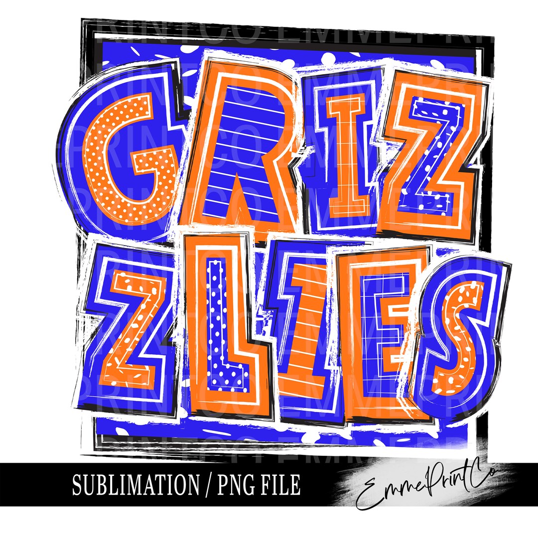 Grizzlies School Spirit Pride Sublimation Design PNG - Orange Royal ...