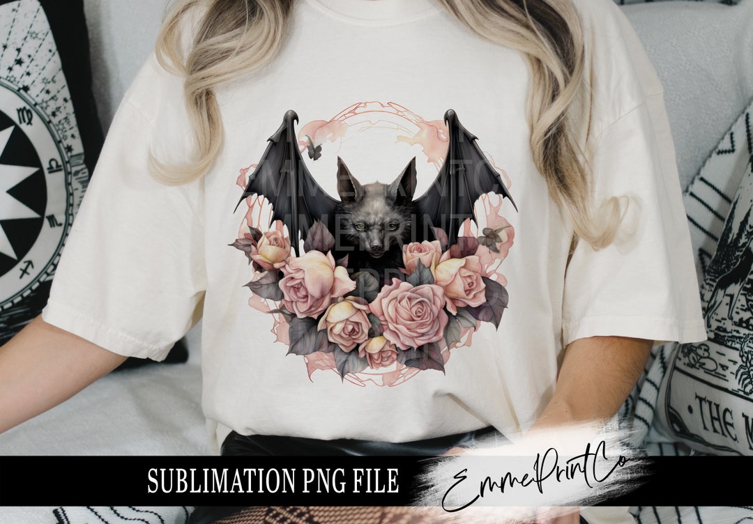 Halloween Sublimation Design PNG - Bat Floral Tshirt Mugs Tumbler ...