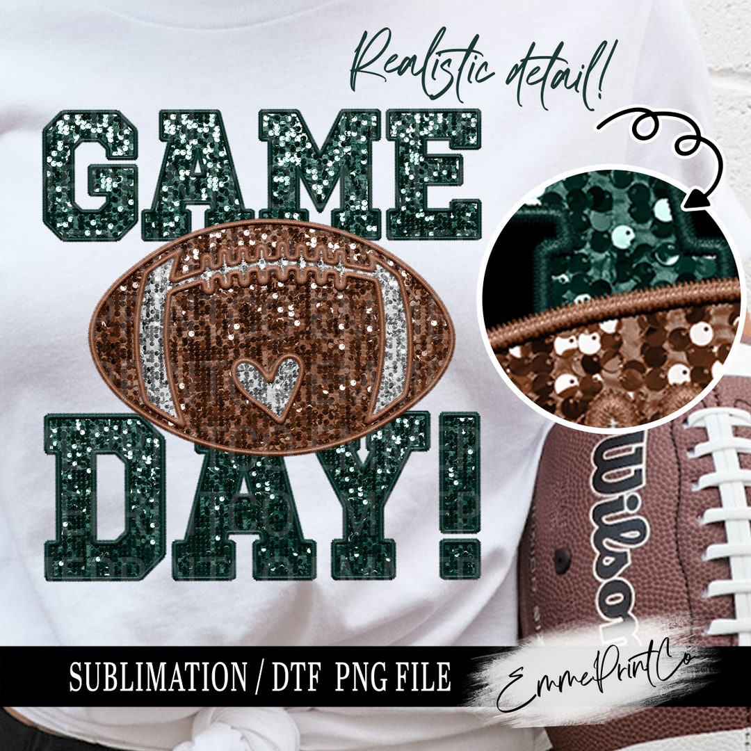 Faux Embroidery Green - Football Game Day - Sequins Glitter Sublimation ...