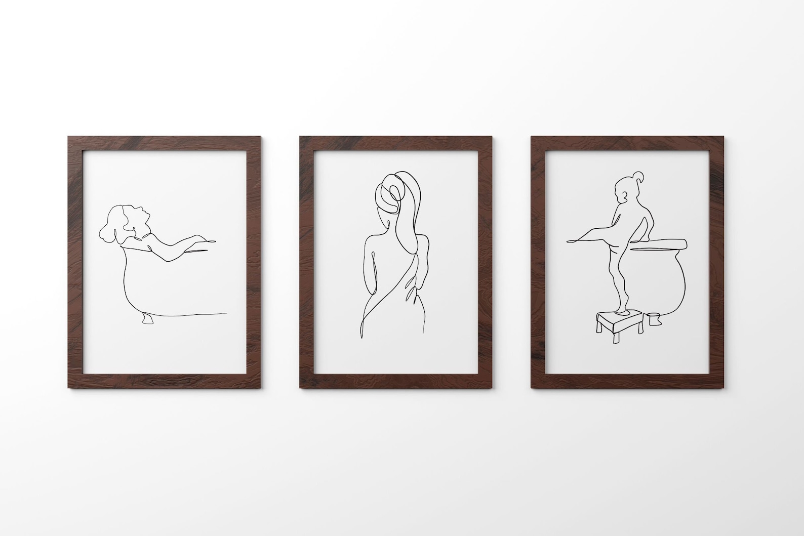 Digital Wall Art Line Drawing Woman/family/kid Bathroom Set Download - Etsy