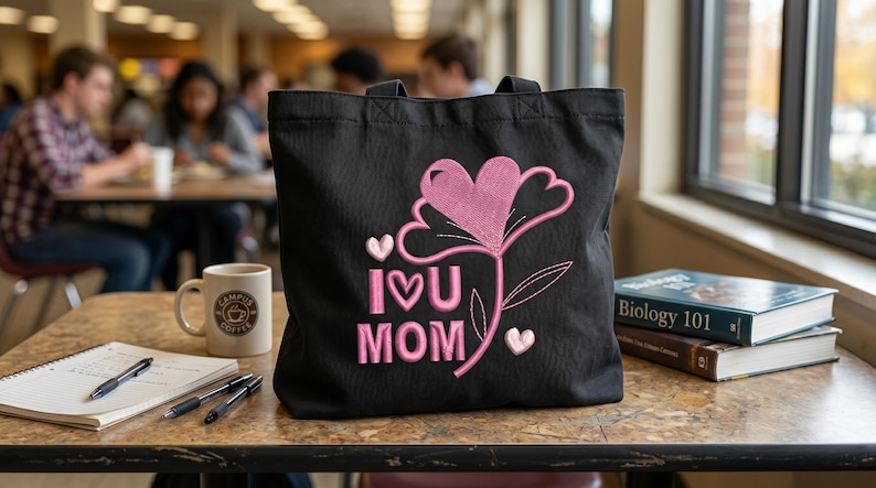 I Love You Mom Embroidery Design | PNG File | Floral Heart | (instant ...