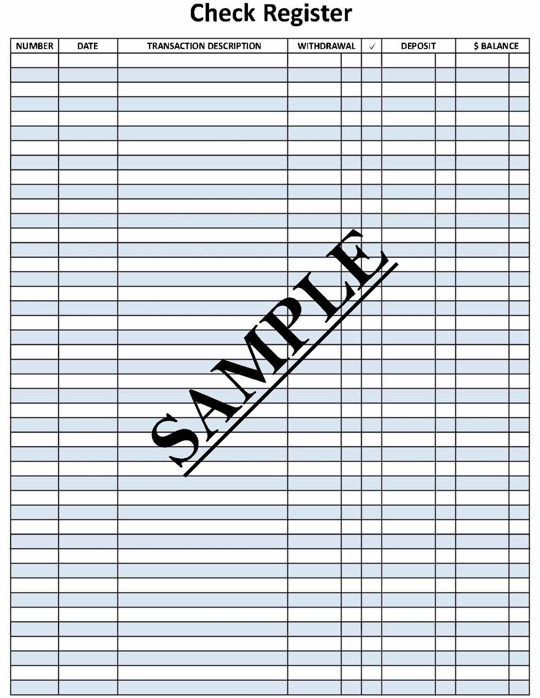 Printable Full Page Check Register - Etsy