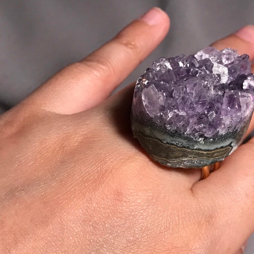 Amethyst Ring Raw Amethyst Ring BOHO Styled Statement Ring - Etsy
