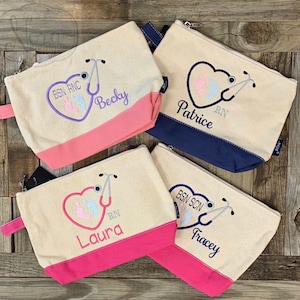 Personalized Nurse Bag | Nurse Gift-canvas Nurse Zip Pouch- Pencil Case ...