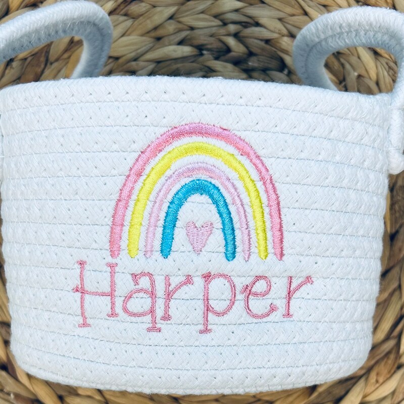 Embroidered Rope Baskets - Etsy